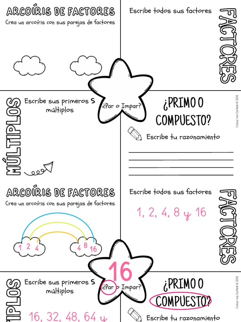 Factores y Múltiplos Colour Me Confetti | PDF