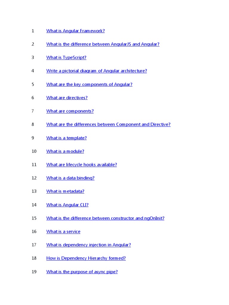 Top 20 Angular Interview Questions Set | PDF | Angular Js | Software Engineering