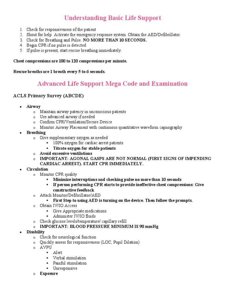 Acls Cheat Sheet PDF | PDF | Cardiopulmonary Resuscitation | Cardiac Arrest