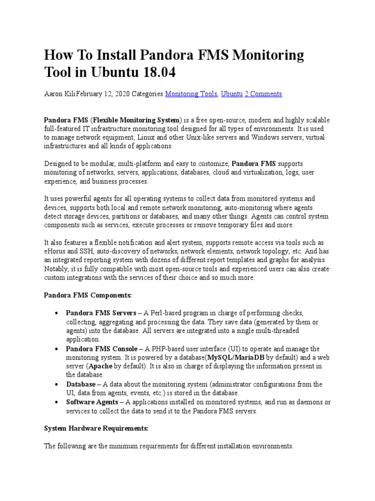 How To Install Pandora FMS Monitoring Tool in Ubuntu 18 | PDF ...