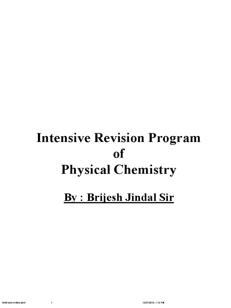 Solid and Surface Worksheet | PDF | Colloid | Adsorption