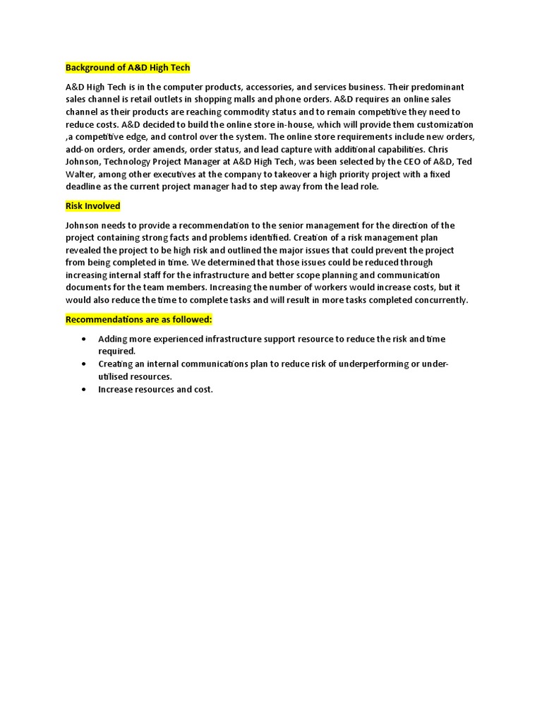 A&D High Tech Case Study | PDF