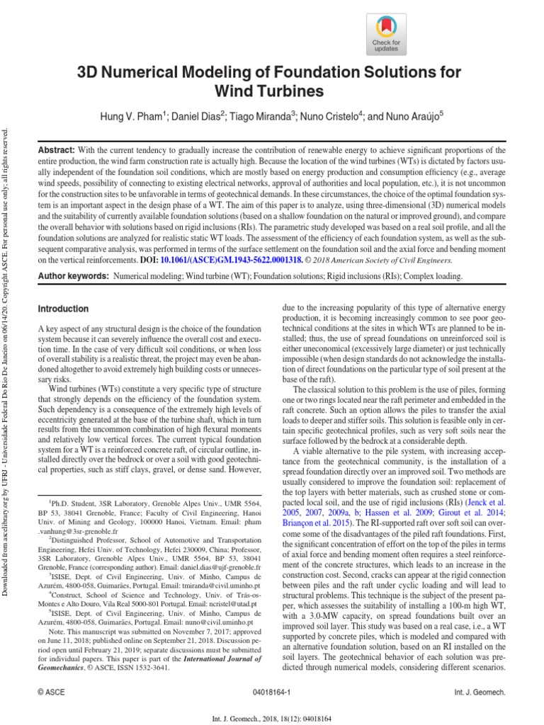 3D Numerical Modeling of Foundation Solutions For Wind Turbines - Daniel Dias | PDF | Deep ...