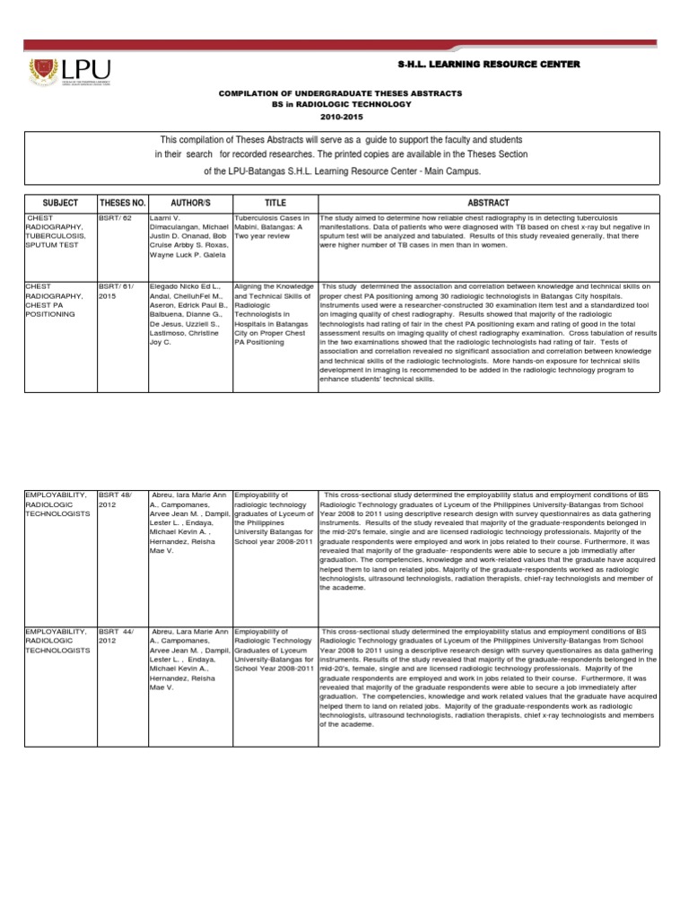 BS Rad Tech 2010 2015 | PDF | Radiology | Radiography