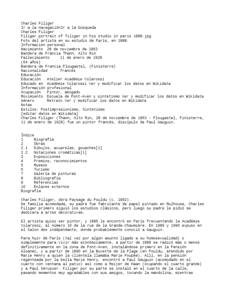 Charles Filiger: Vida y Obra | PDF | Artistas | Las artes