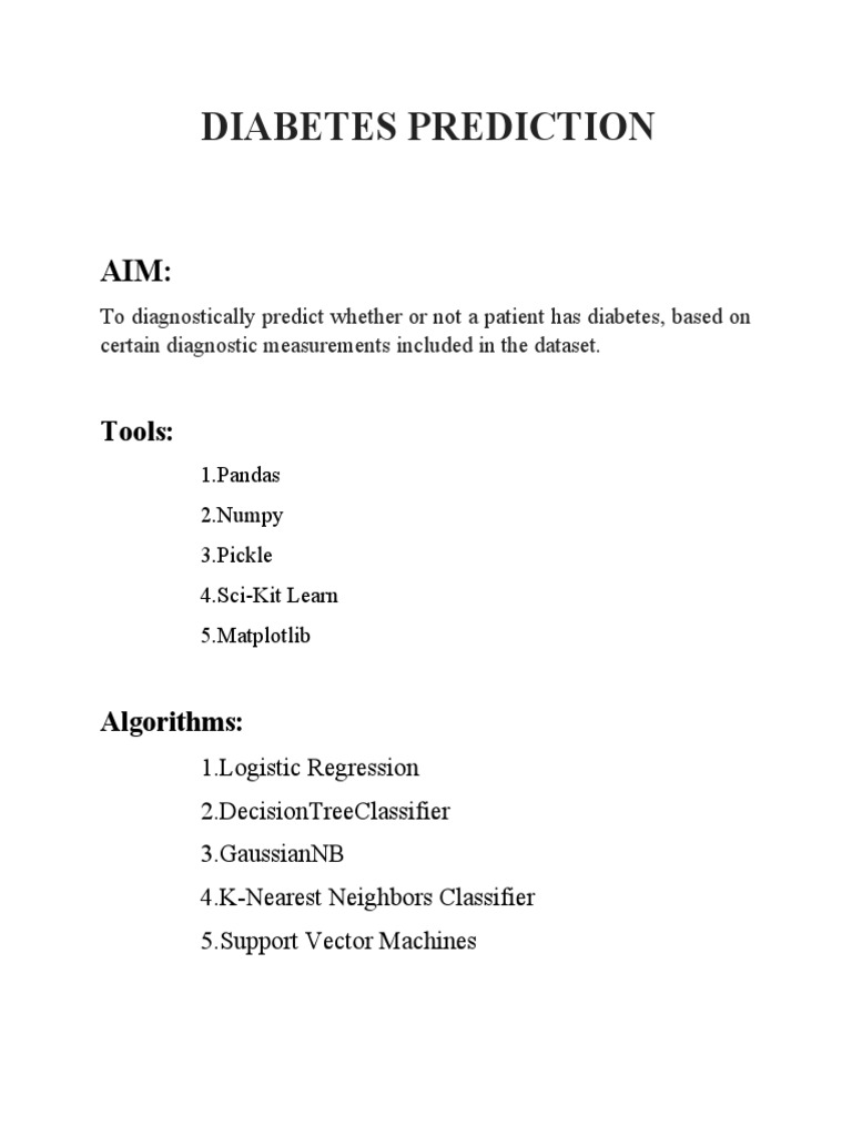Dhanush - Diabetes Report | PDF | Statistical Classification ...