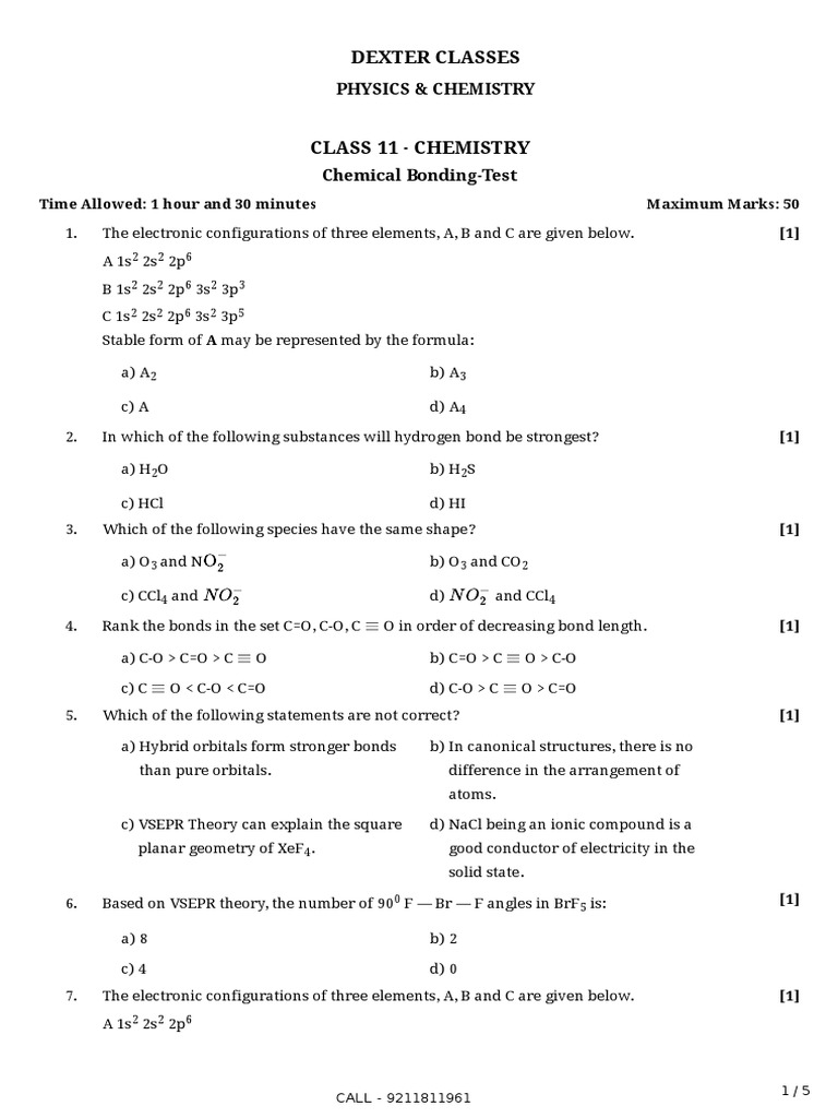 Dexter Classes: Physics & Chemistry | PDF | Chemical Polarity ...