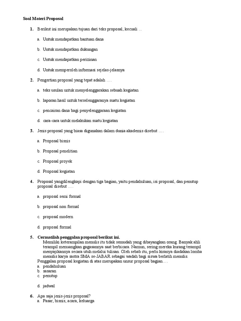 Soal Proposal | PDF | Seni