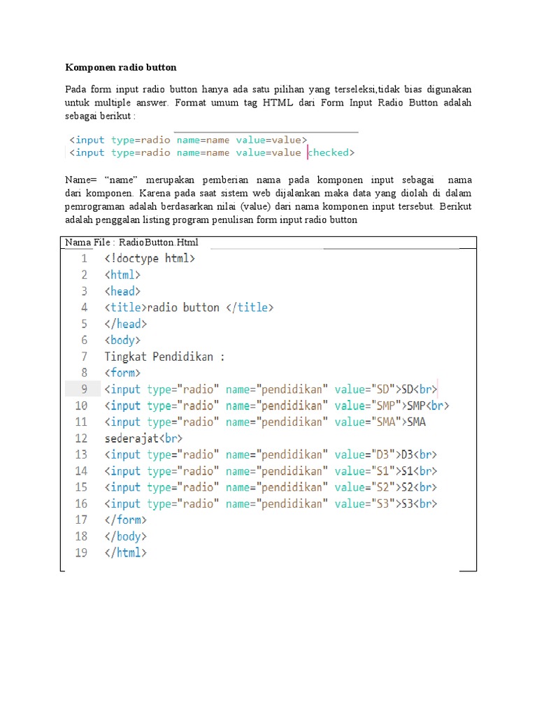 Komponen Radio Button | PDF