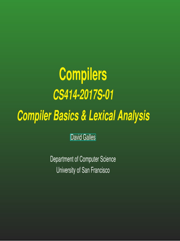 Compilers: CS414-2017S-01 Compiler Basics & Lexical Analysis | PDF | Compiler | Source Code