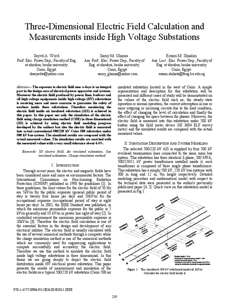 Three-Dimensional Electric Field Calculation and Measurements Inside ...
