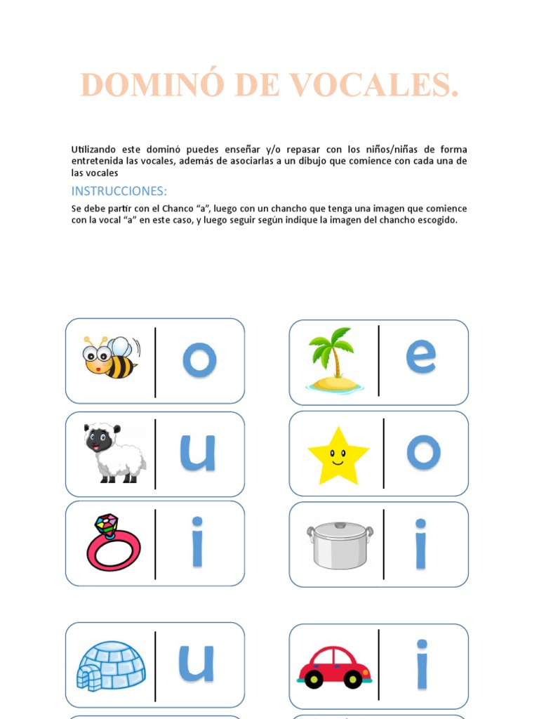 Dominó Vocálico Imagen Vocal | PDF