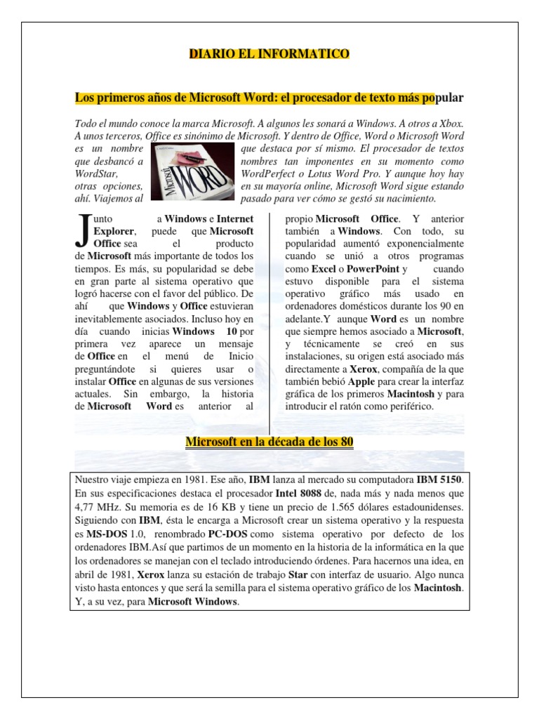 EL ORIGEN DE Word | PDF | Microsoft Office | Microsoft Windows