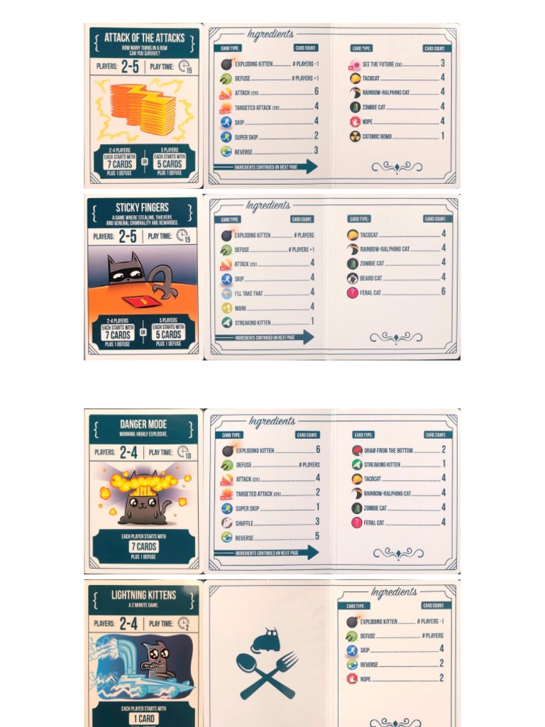 Exploding Kittens Recipes For Disaster v1.0 | PDF