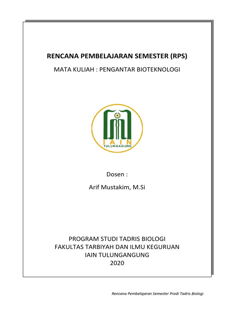 RPS Pengantar Bioteknologi | PDF | Sains & Matematika