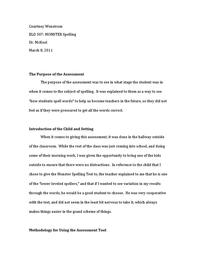 Monster Spelling Assessment | PDF | Phonetics | Spelling