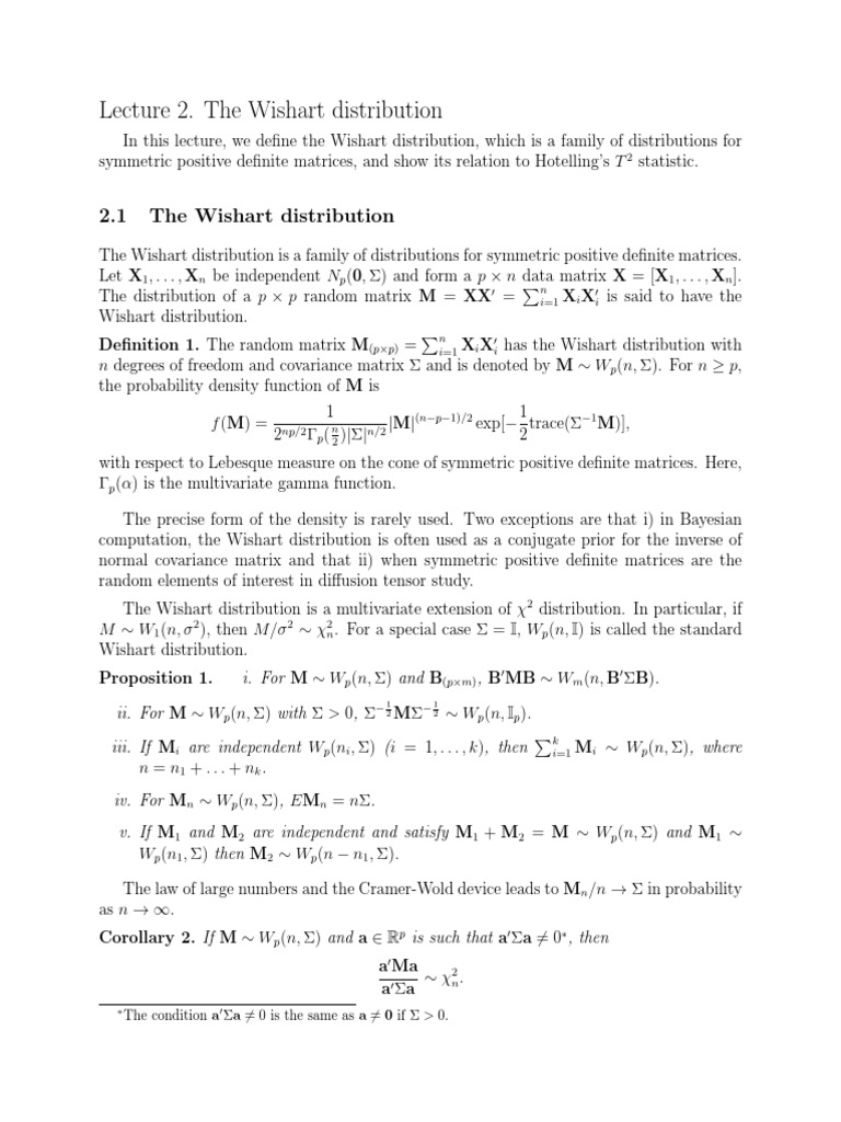 2.1 The Wishart Distribution | PDF | Probability Theory | Teaching ...