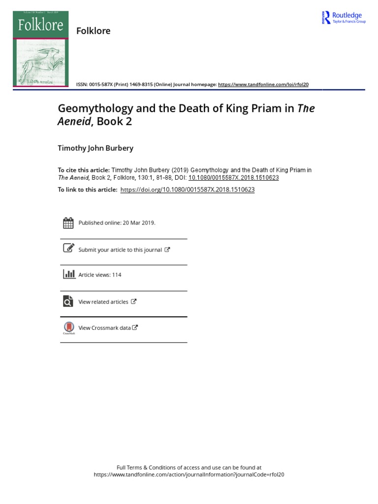 Geomythology and The Death of King Priam in The Aeneid Book 2 | PDF ...