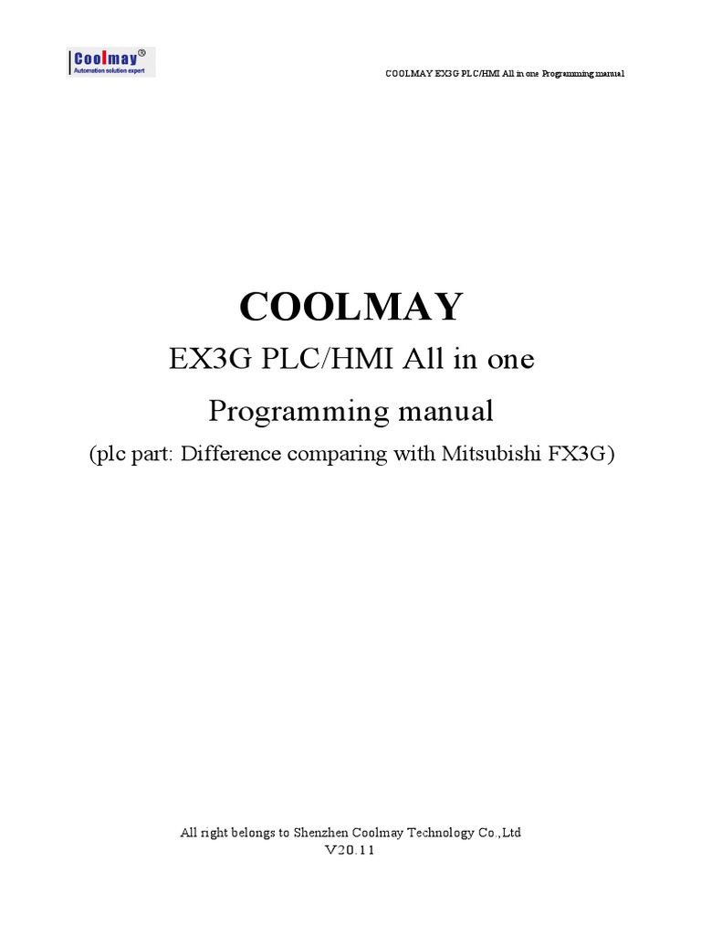 Coolmay: EX3G PLC/HMI All in One Programming Manual | PDF | Programmable Logic Controller | User ...