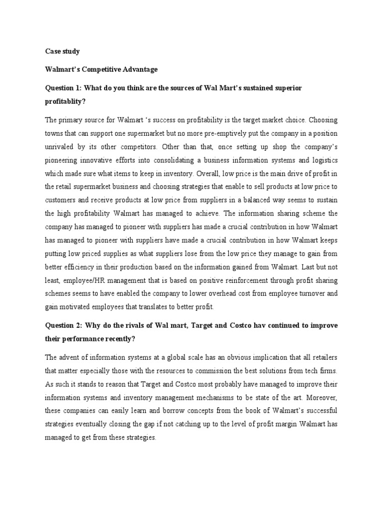 Walmart Case Study | PDF | Walmart | Profit (Economics)