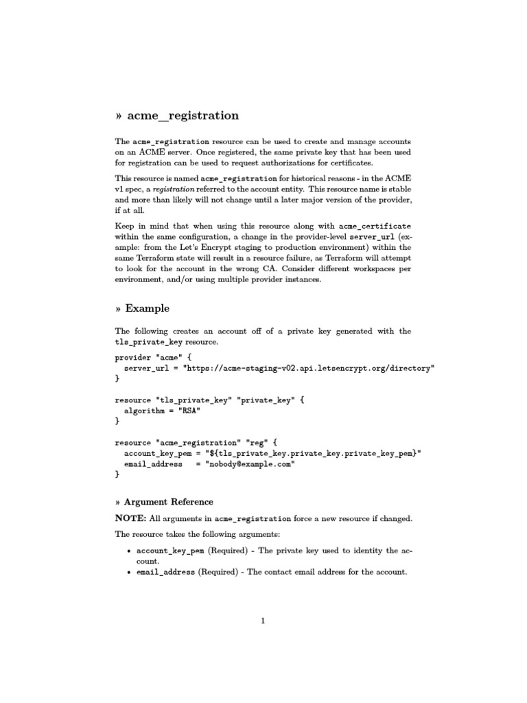 Acme - Registration: Example | PDF | Domain Name System | Public Key Cryptography