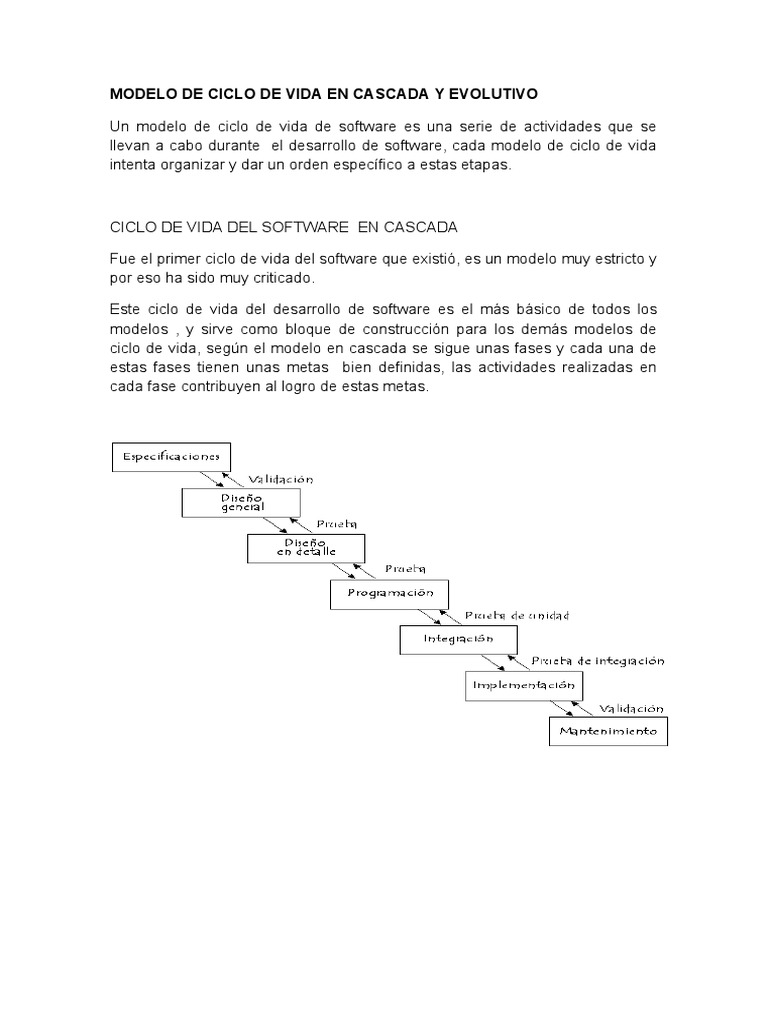 Modelo de Ciclo de Vida en Cascada y Evolutivo | PDF