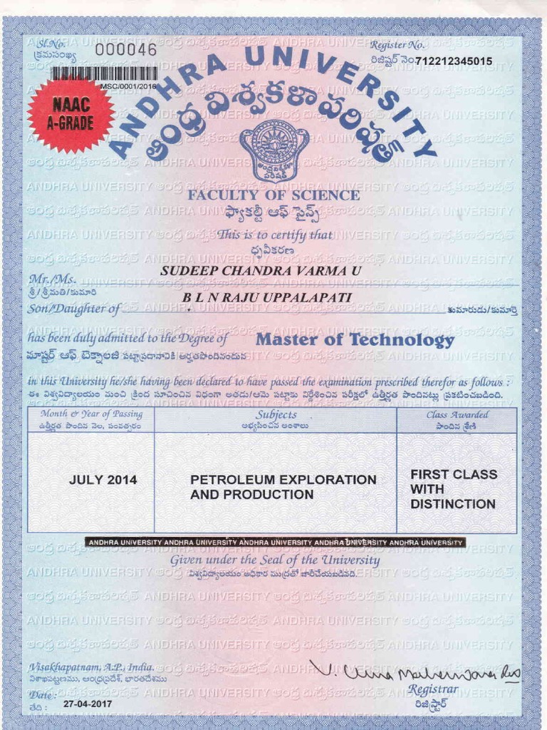 M.tech Degree Certificate | PDF