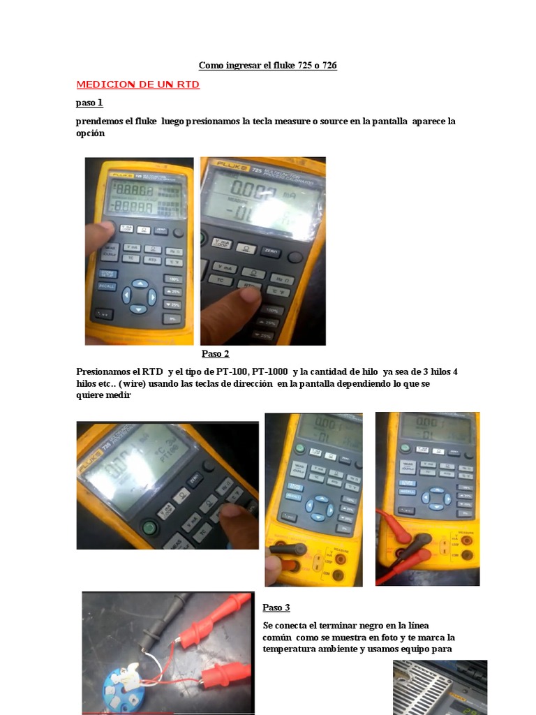 Medición RTD con Fluke 725 y 726 | PDF | Métodos y materiales de ...