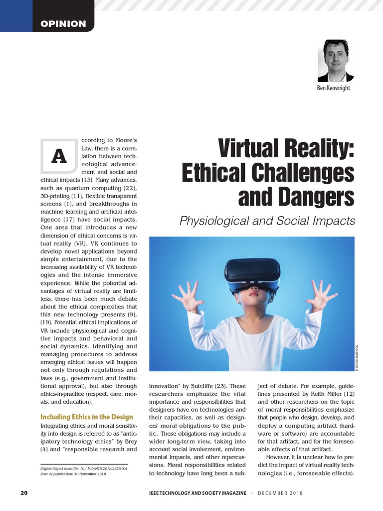 Virtual Reality Ethical Challenges and Dangers Opinion | PDF | Virtual ...