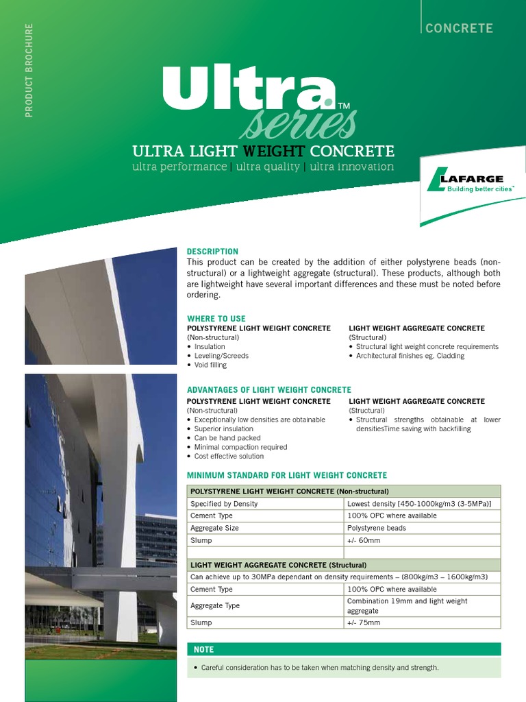 Ultra Light Concrete | PDF | Concrete | Materials
