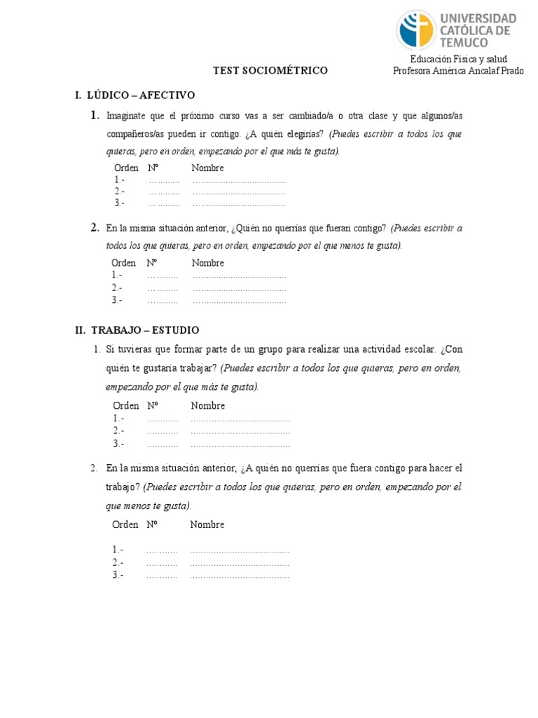 Test Sociométrico | PDF