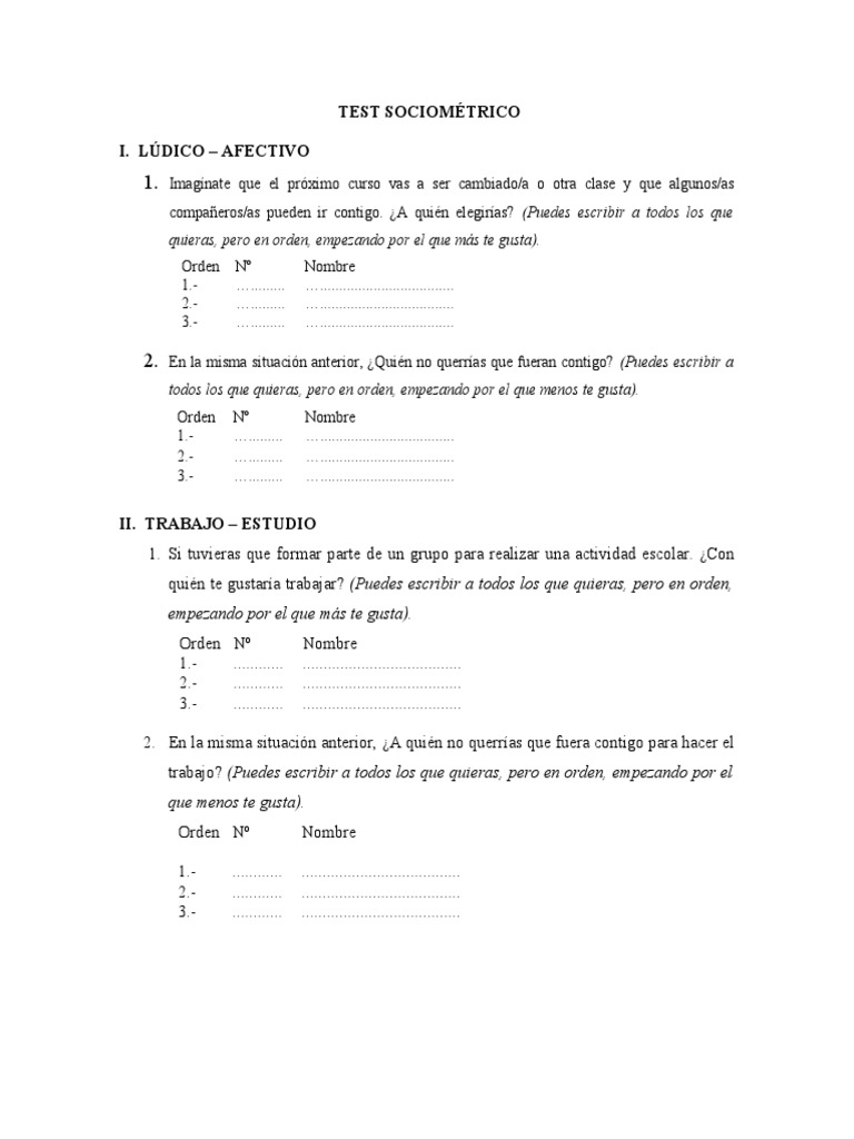 Test Sociométrico | PDF