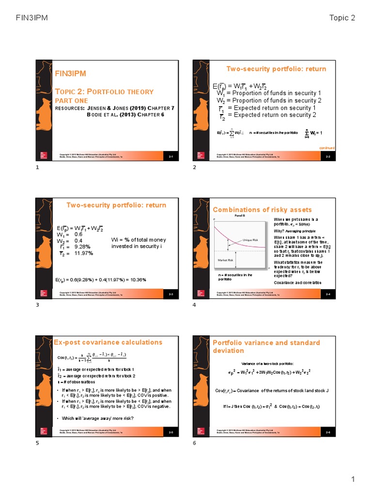 Topic 2 Portfolio Theory (Part 1) (Print 6 Slides Per Page) | PDF ...