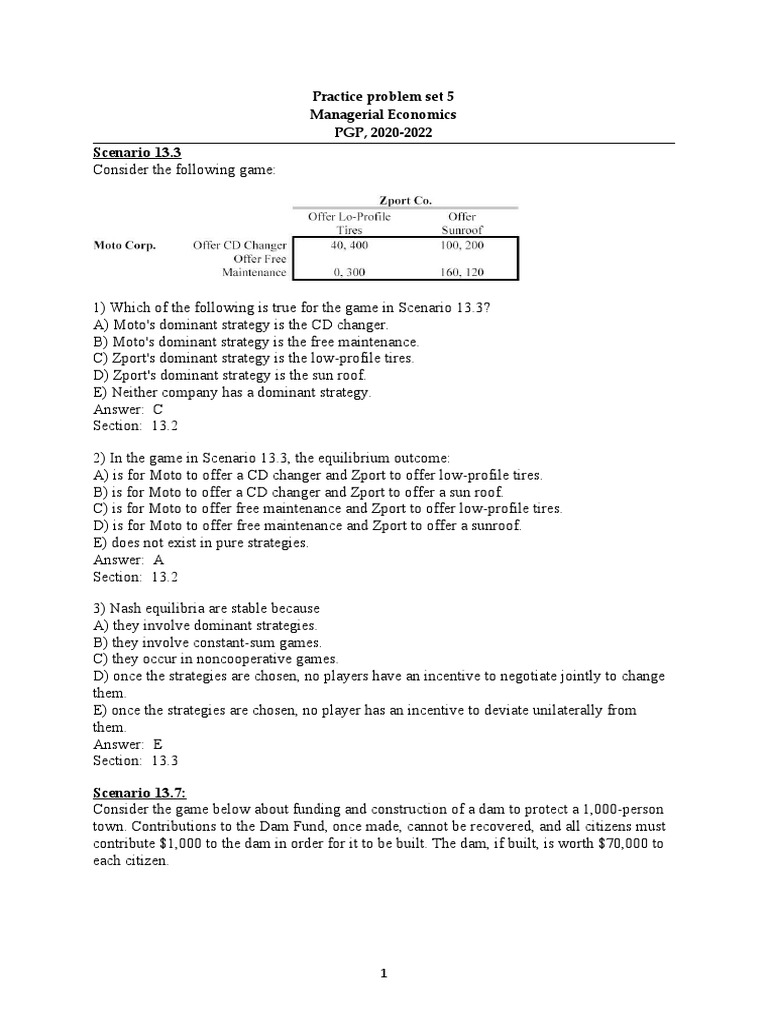 Practice Problem Set 5 With Answers | PDF | Economic Equilibrium ...