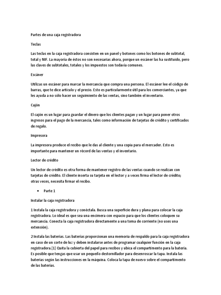 Partes de Una Caja Registradora | PDF | Dinero | Cheque