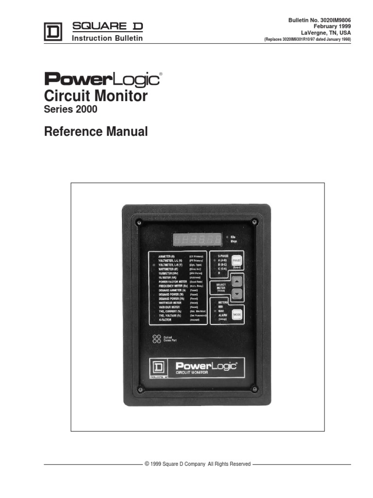 Powerlogic CM2000 Circuit Monitor Reference | PDF | Ac Power | Relay