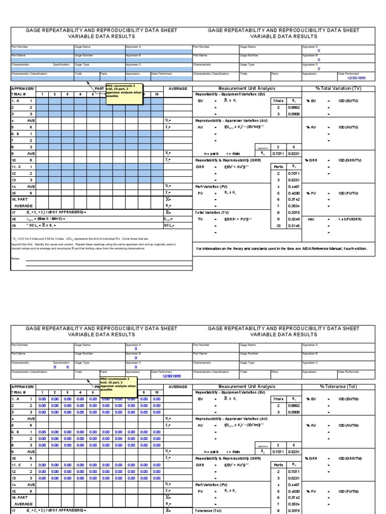 Repeability and Reproducibility Analysis Report | PDF | Analysis Of ...