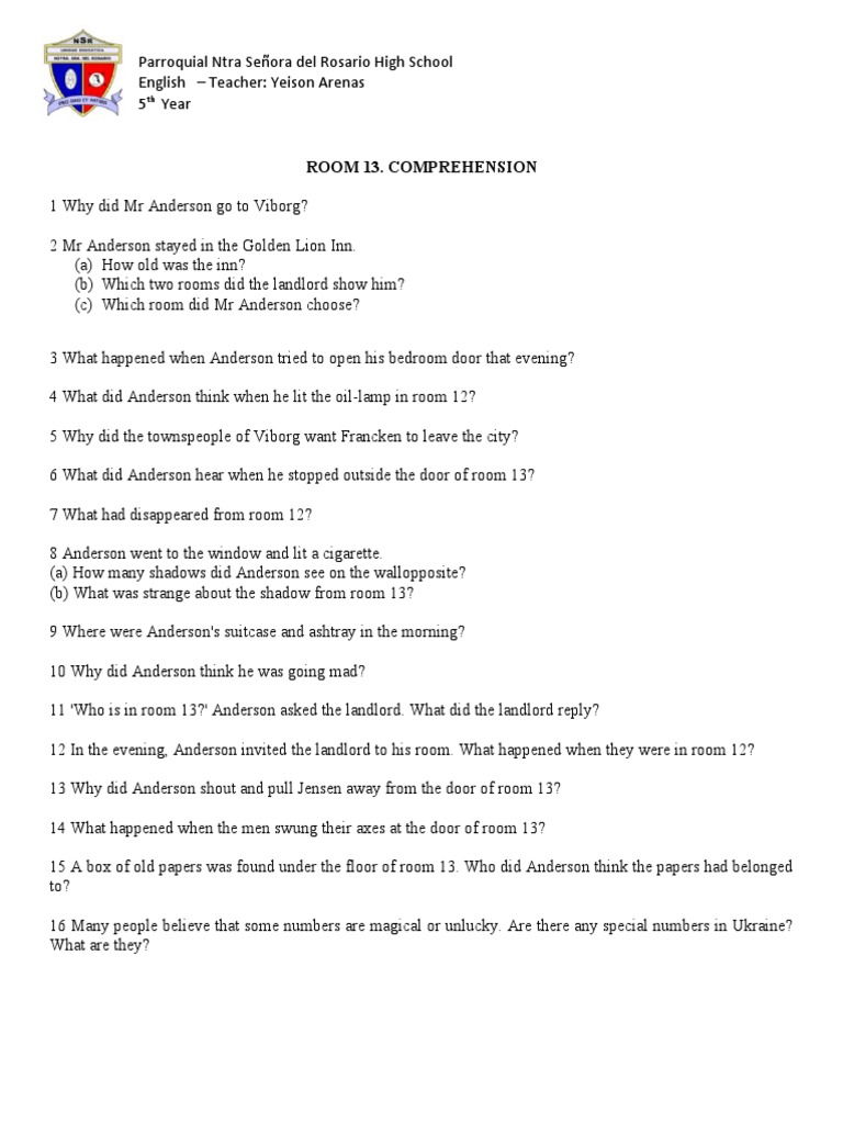 Room 13. Comprehension | PDF