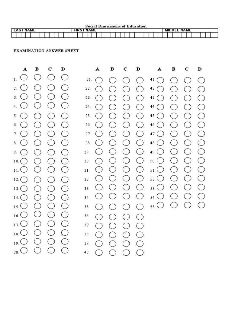 Pre-Board Answer Sheet | PDF