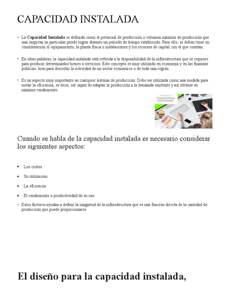 Capacidad Instalada de Un Proyecto | PDF | Oferta (economía) | Capital ...