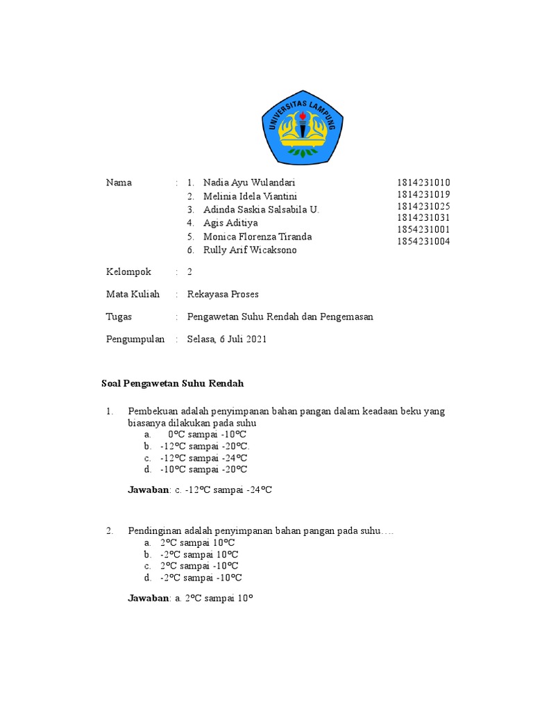 Tugas Rekayasa Proses - Kelompok 2 | PDF | Griya & Taman | Sains & Matematika