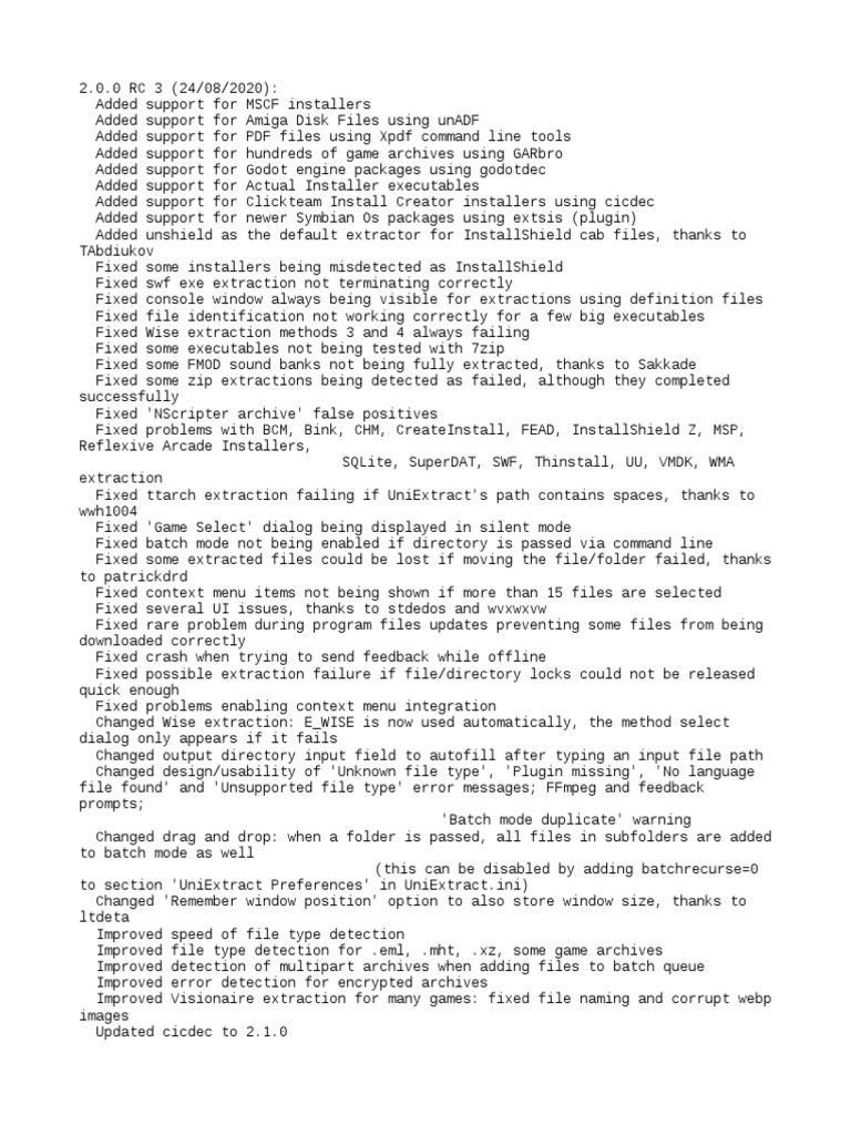 Changelog | PDF | Zip (File Format) | Computer File