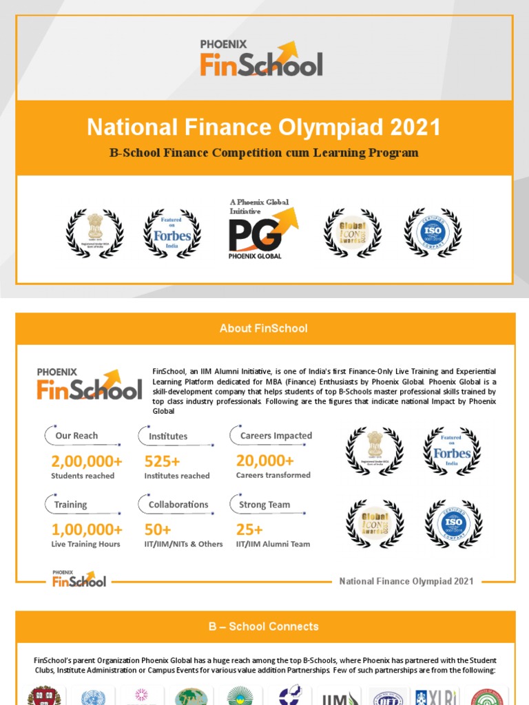 National Finance Olympiad 2021: B-School Finance Competition Cum ...