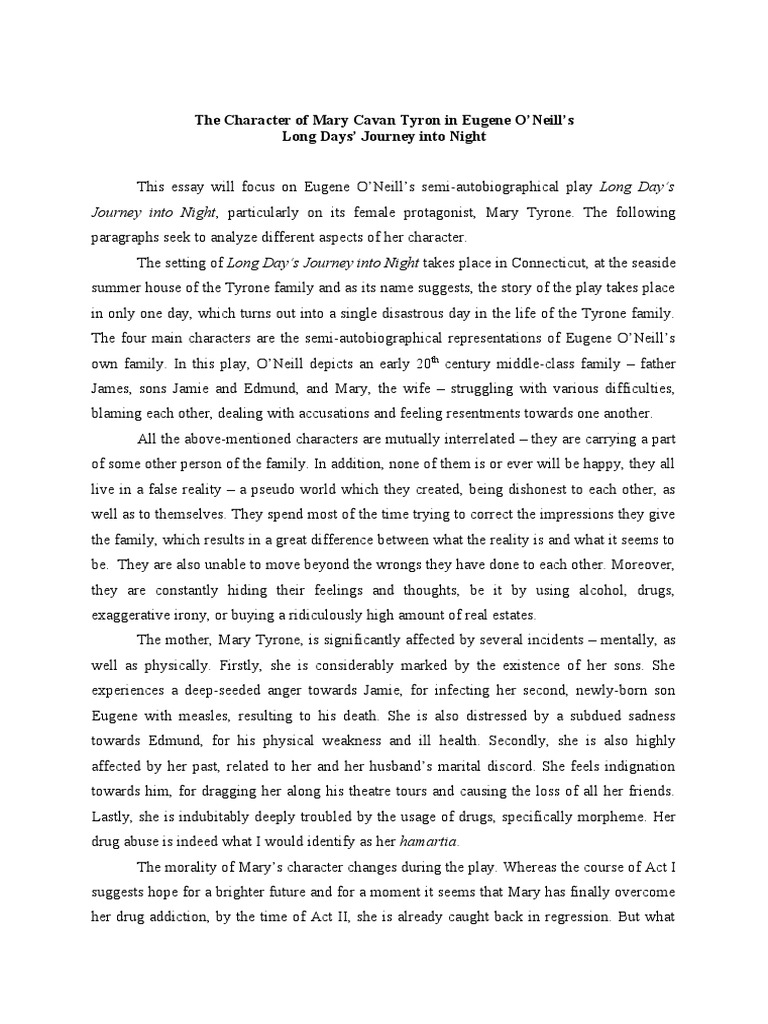 Journey Into Night, Particularly On Its Female Protagonist, Mary Tyrone ...