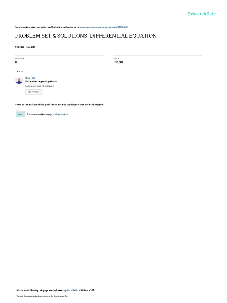 Problem Set of Differential Equation PDF | PDF | Differential Equations ...