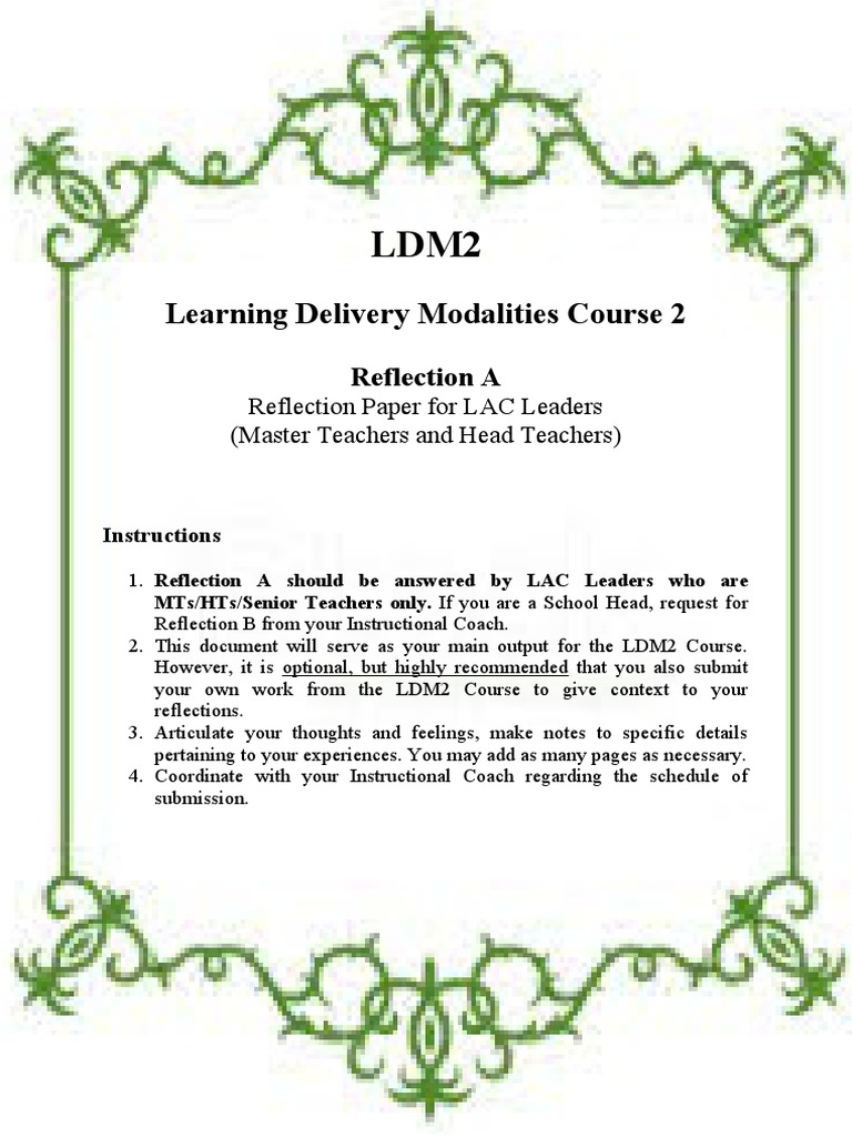 LDM2 Reflection Lac Leader | PDF | Teachers | Learning