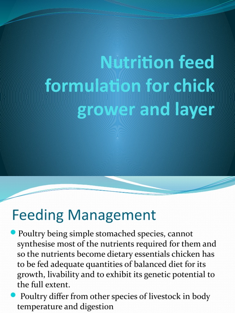 Nutrition and Feeding Guidelines for Optimal Growth, Livability, and ...