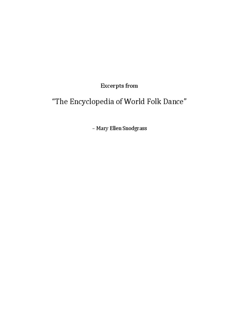 "The Encyclopedia of World Folk Dance": Excerpts From | PDF