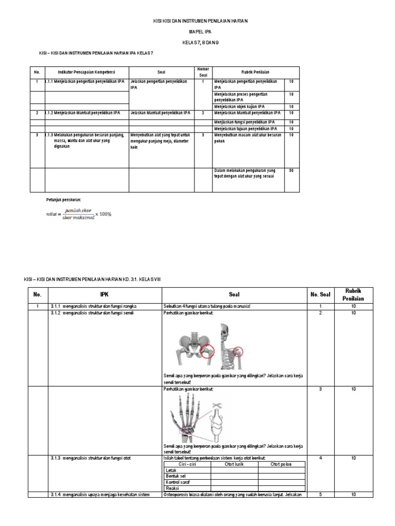 Kisi Dan Instrumen Formatif-Digabungkan - Compressed | PDF