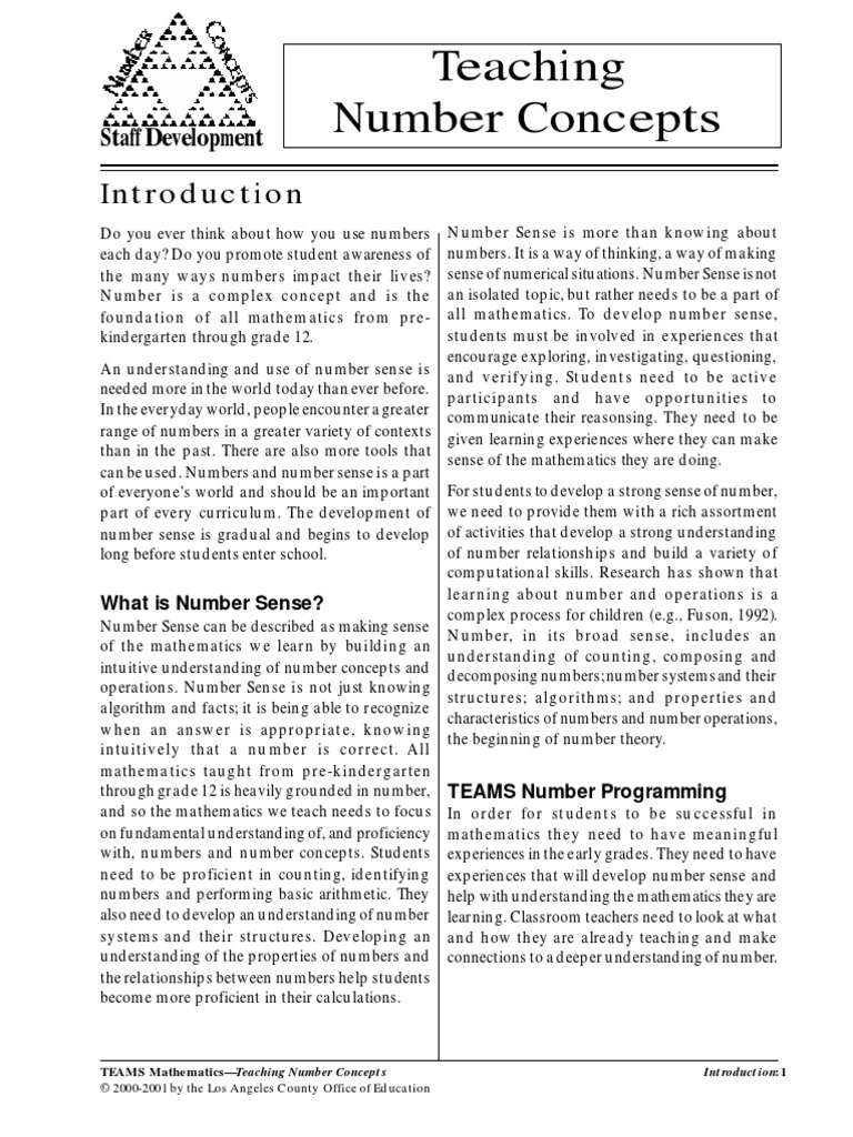 Teaching Number Concepts: Staff Development | PDF | Teachers | Curriculum